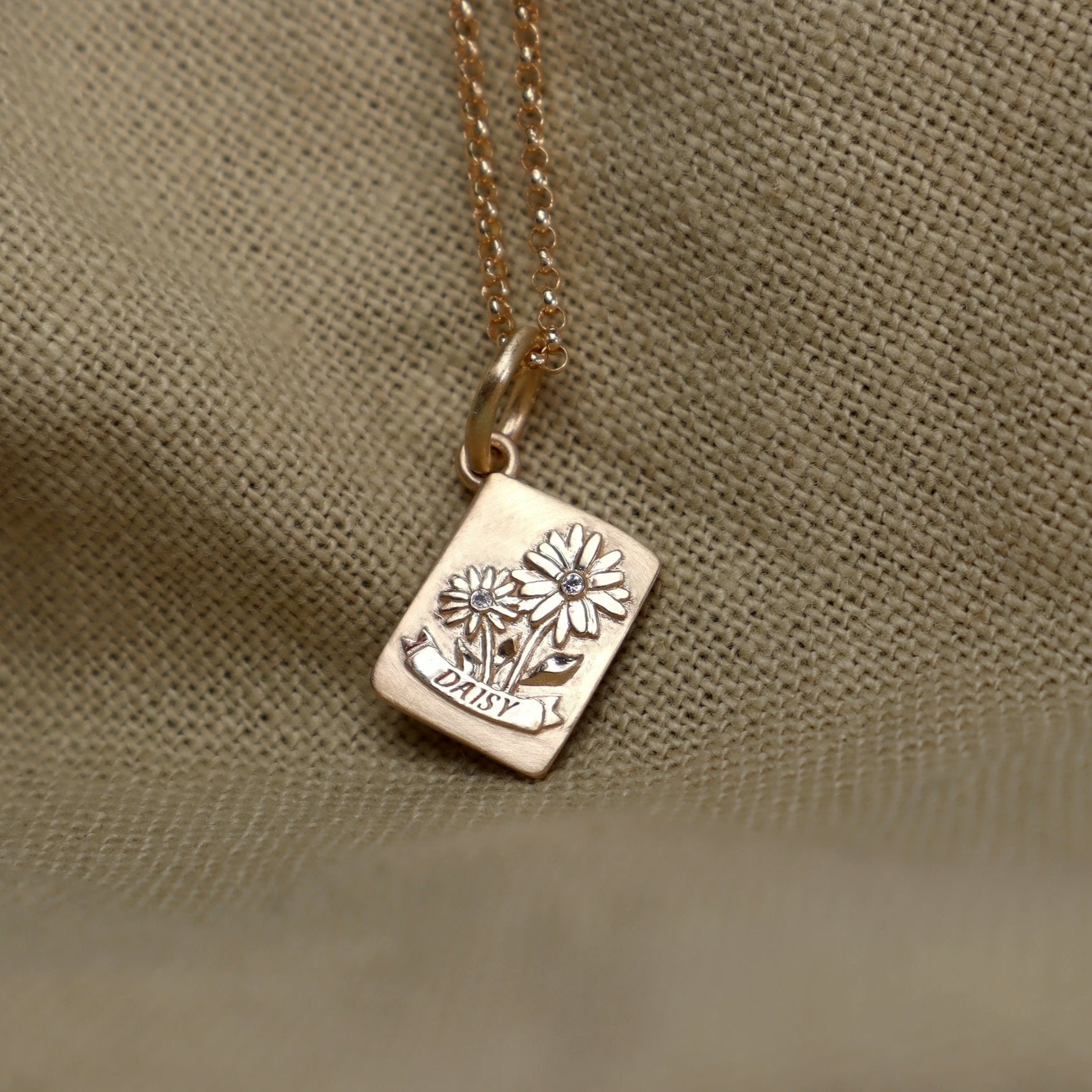 Golden Seed Packet Pendant- Birth Flower – Ellie Lee Fine Jewelry