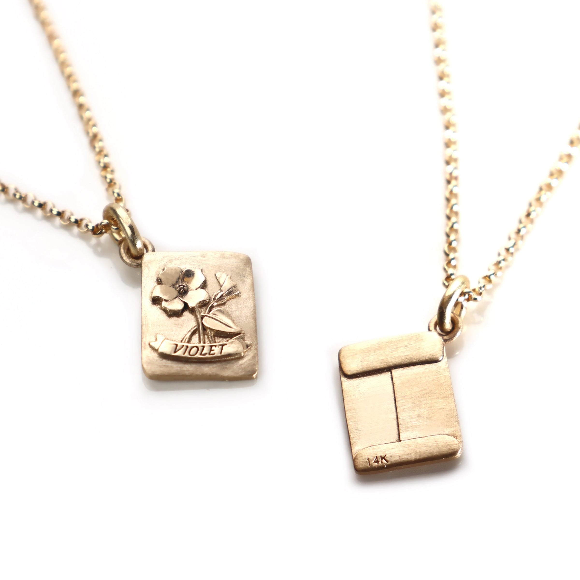 Golden Seed Packet Pendant- Birth Flower – Ellie Lee Fine Jewelry